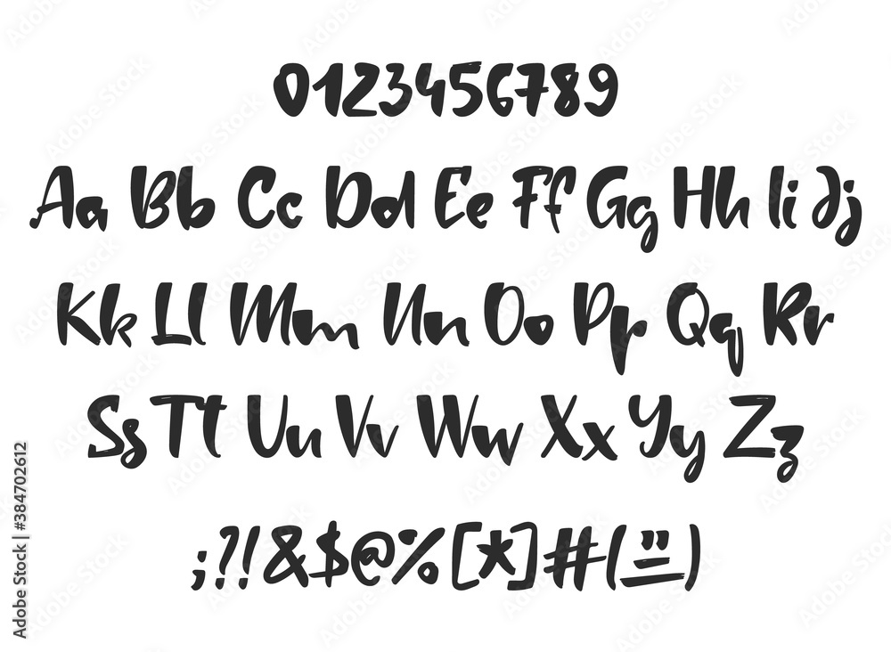 Vector Handwritten Brush Font English Alphabet Letters With Numbers vector-handwritten-brush-font-english-alphabet-letters-with-numbers