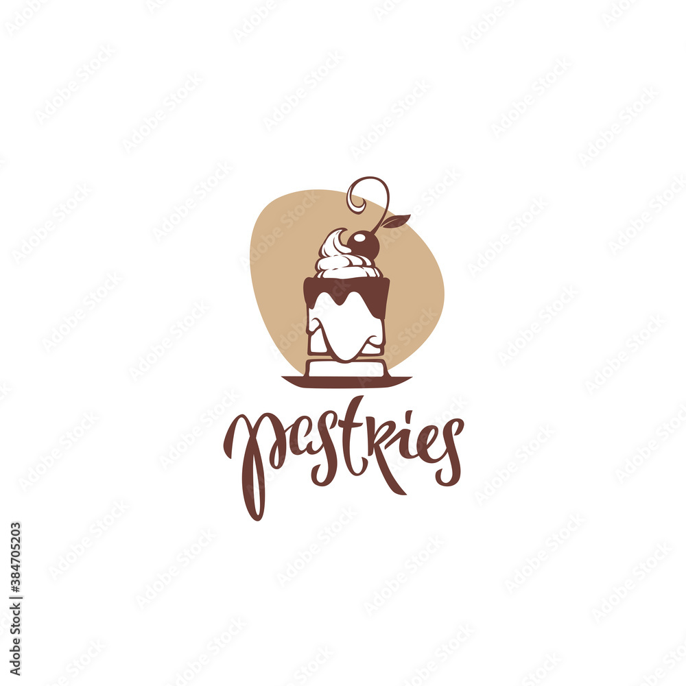 pastries. bakery logo emblem, with lettering composition and image of ...