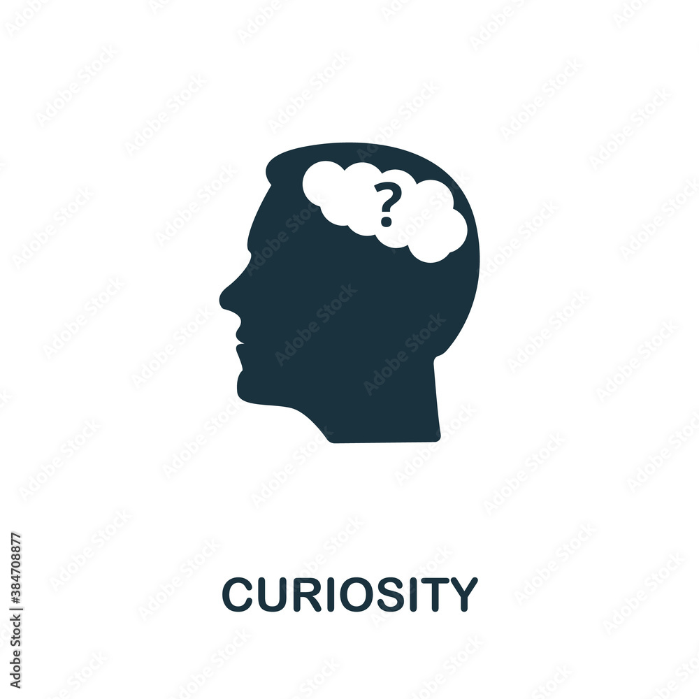 Curiosity icon. Simple element from life skills collection. Filled ...