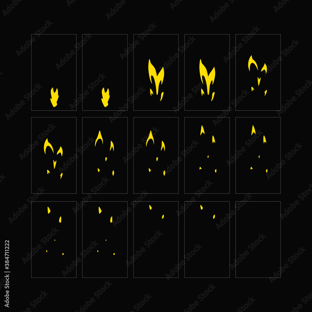 Fire sparks animation. Flame effect sprites sheet for games, video ...