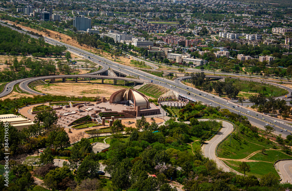 aerial view of Pakistan monuments in Islamabad, an aerial cityscapes ...