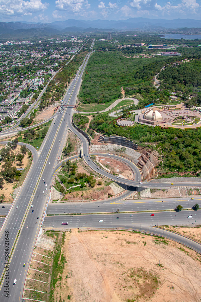 an aerial cityscapes and landscape photography of Islamabad city , a ...