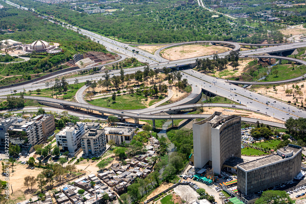 aerial view of roads and buildings in Islamabad Stock Photo | Adobe Stock