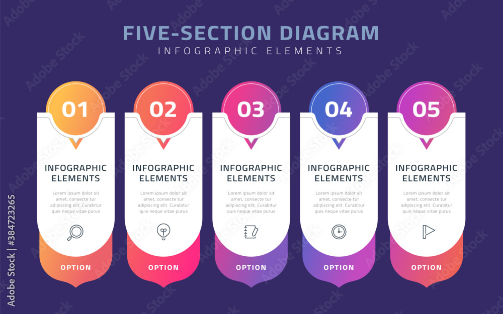 Five section diagram infographics Stock Vector | Adobe Stock