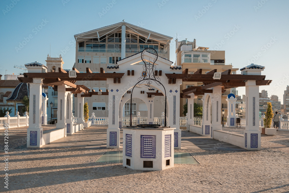 Mediterranean Balcony, famous lookout point in Benidorm. Castle square ...