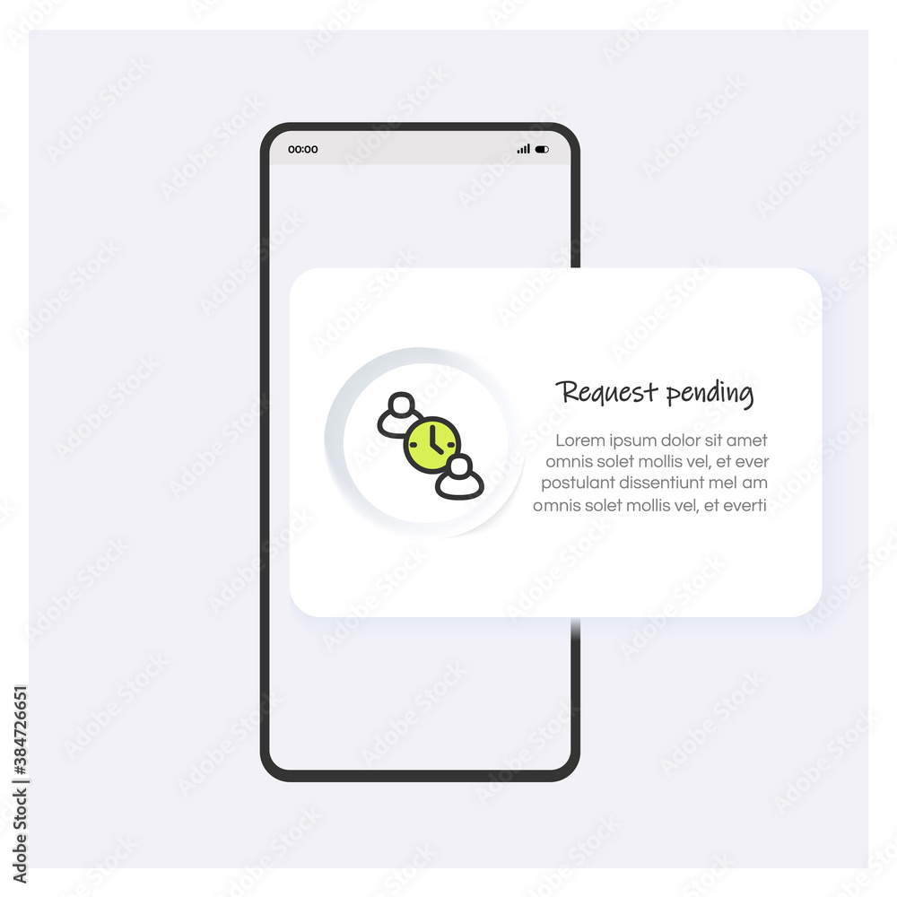 Request pending line icon or button. Mobile app template design. Users ...