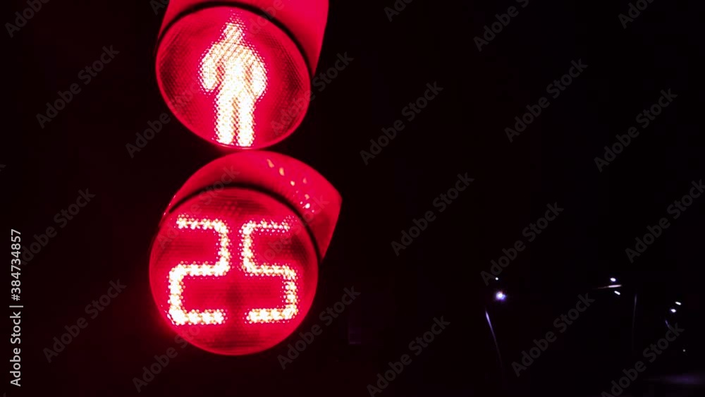 A red light came on at a pedestrian traffic light. No pedestrian ...