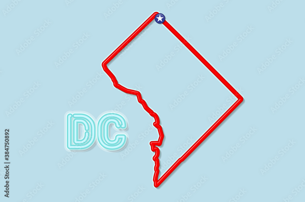 District of Columbia or Washington DC bold outline map. Vector ...