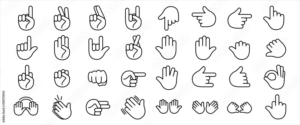 Simple Set of hand gesture sign and expression Related Vector icon ...