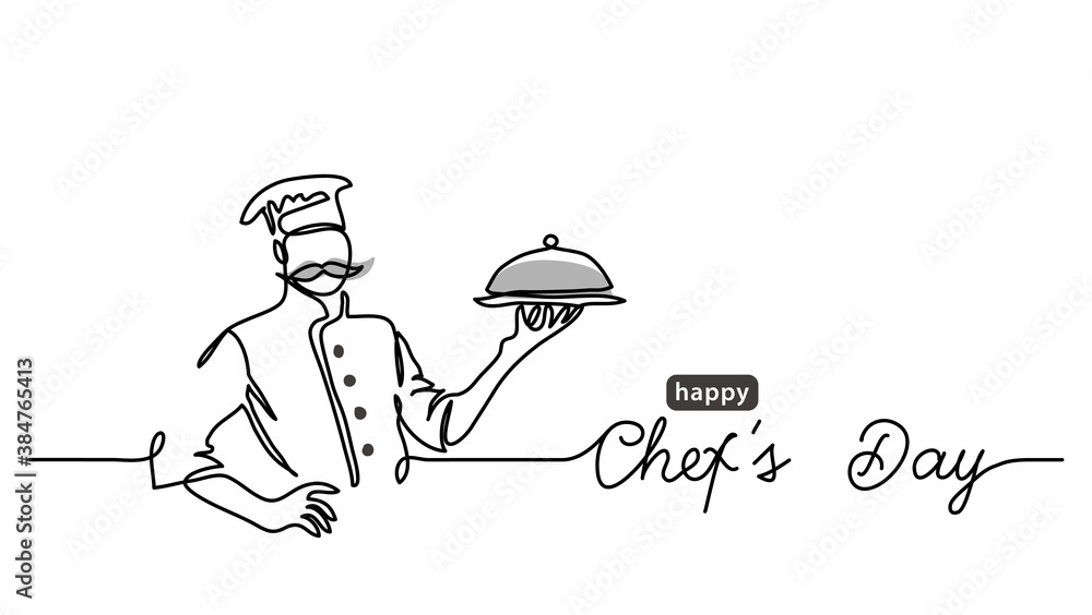 Chefs Day holiday minimalist vector web banner, border, background ...