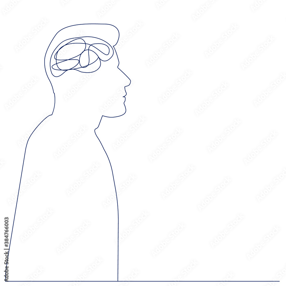 Outline of a person. Thinking man. Human psychology. Vector image ...