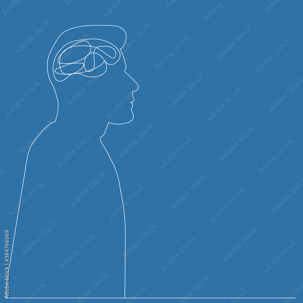 Outline of a person. Thinking man. Human psychology. Vector image ...