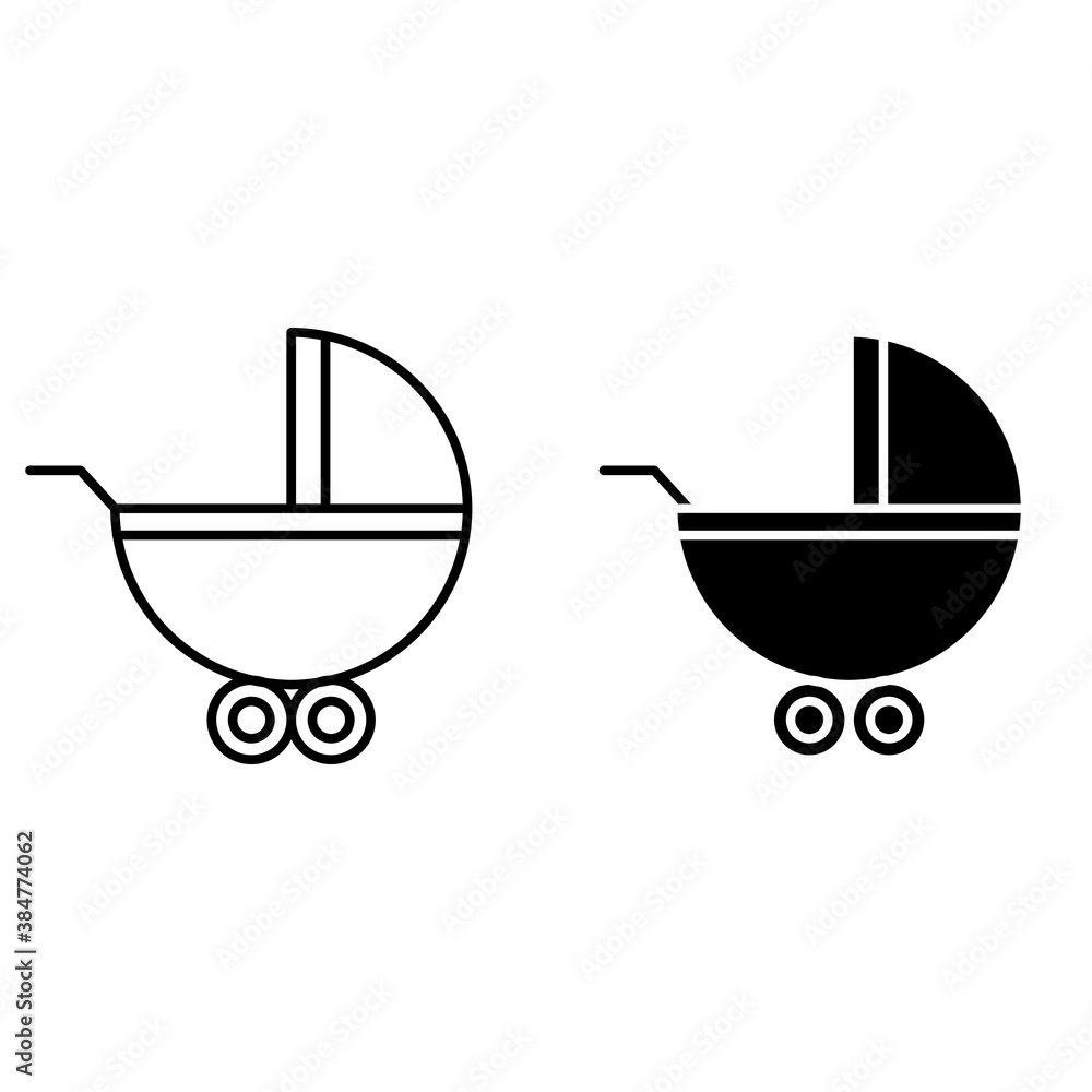 Baby carriage icon vector set. pram illustration sign collection ...