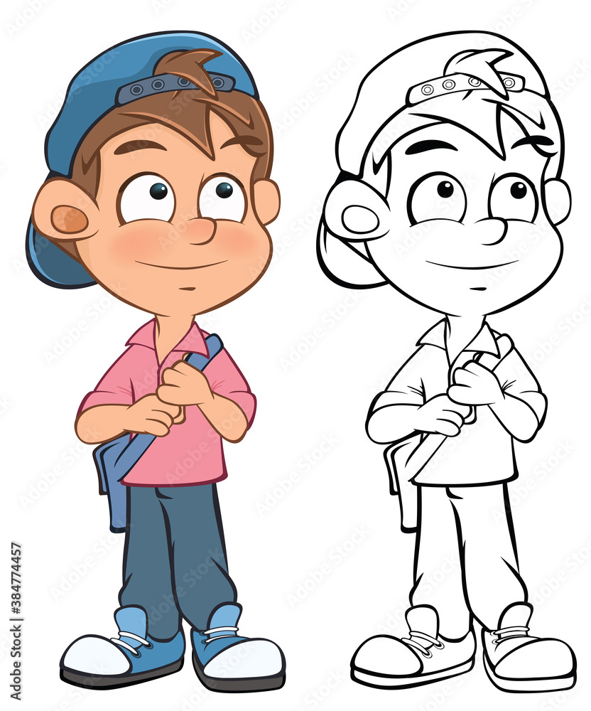 Vector Illustration of a Cute Cartoon Character Boy for you Design and ...