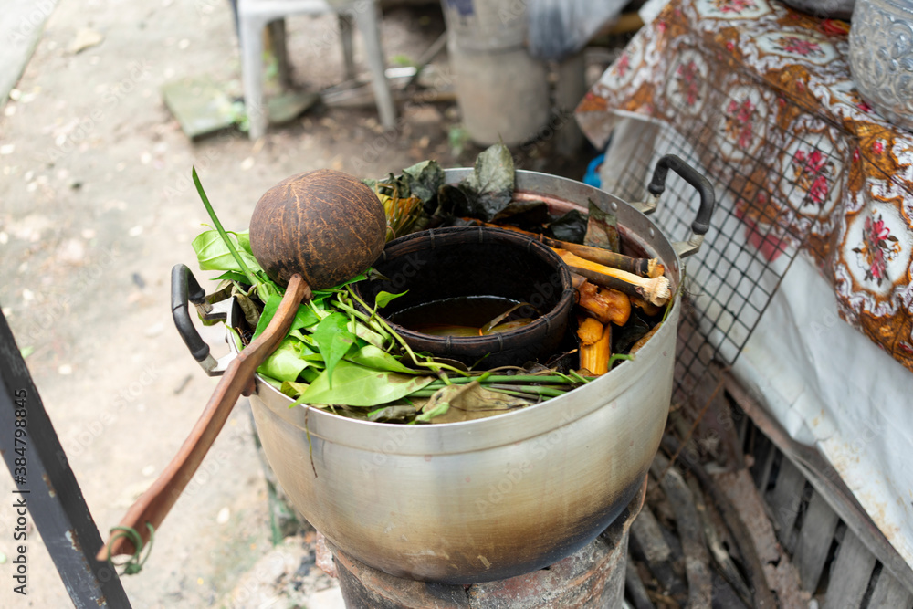 Thai pot medicine made from various herbs boiled together, believed to ...