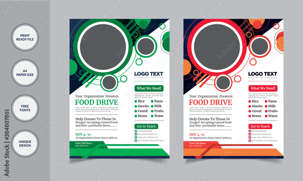 Food Drive Flyer Design Template Template Details: 2 Color Version Full ...