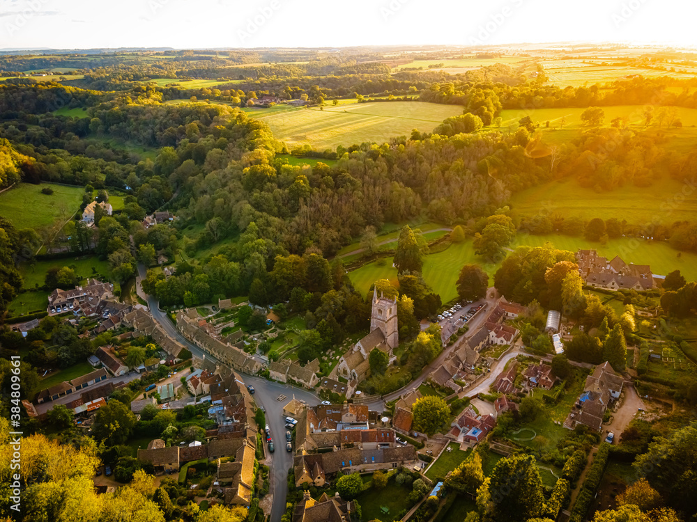 Aerial view of Castle Combe village in England Stock Photo | Adobe Stock