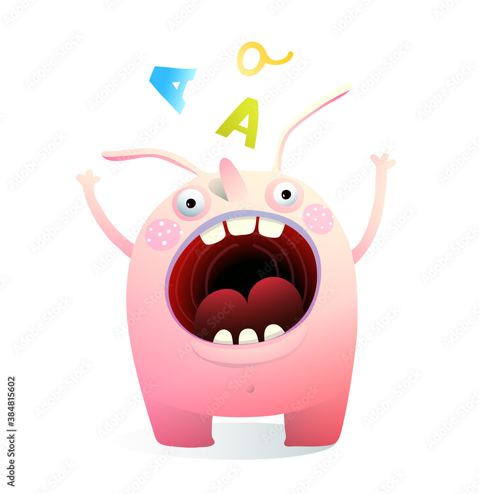 Monster Mascot Shouting Screaming Mouth Wide Open. Bizzare creature ...