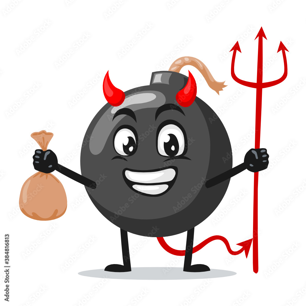 vector illustration of bomb character of mascot Wearing devil costume ...
