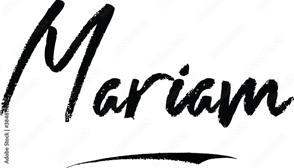 Mariam-Female name Modern Brush Calligraphy on White Background Stock ...