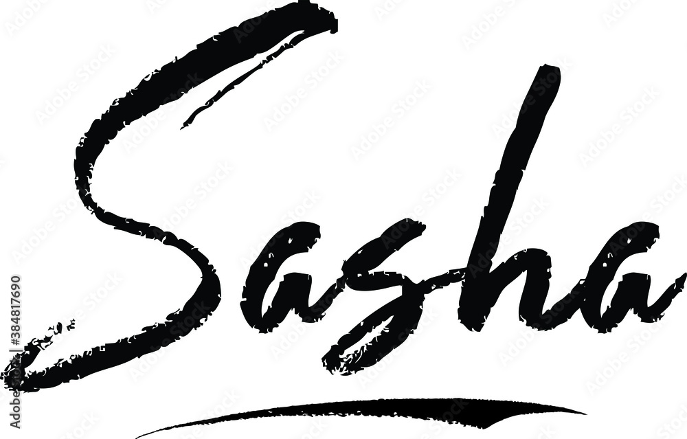 Sasha-Female name Modern Brush Calligraphy on White Background Stock ...