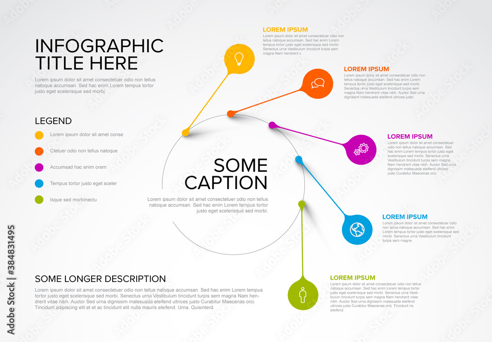 Five Element Infographic Layout with Droplet Pointers Stock Template ...