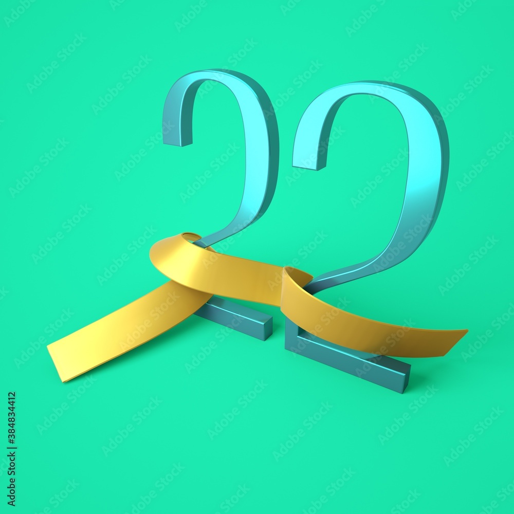 Number twenty two with a gold ribbon, the 22nd day of the month ...