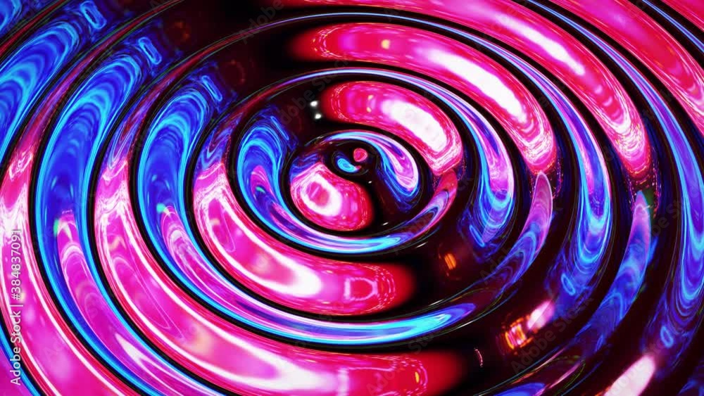 Looped abstract iridescent fluid background. Beautiful wavy glass surface of liquid with pattern ...