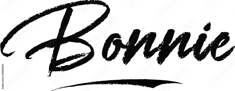 Poster Bonnie.-Female name Modern Brush Calligraphy on White Background ...