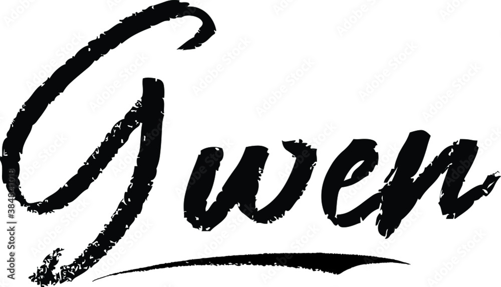 Gwen-Female name Modern Brush Calligraphy on White Background Stock ...