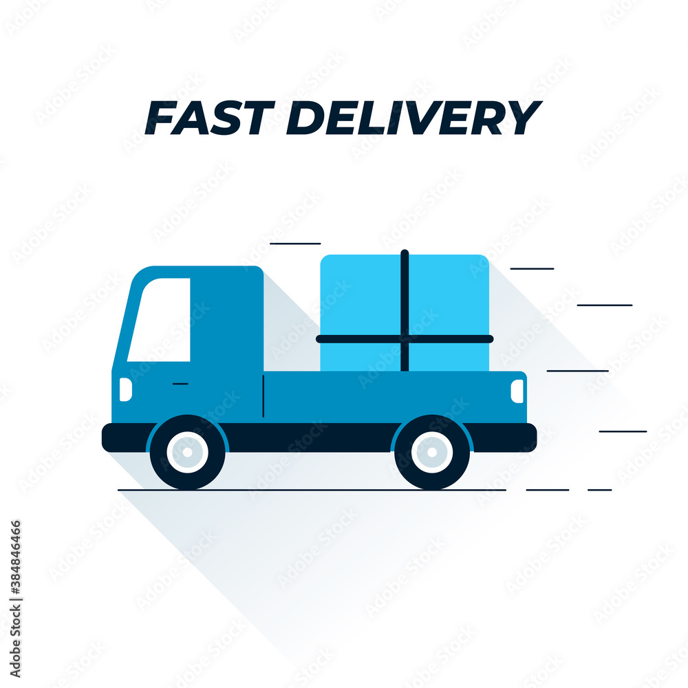 Delivery truck flat illustration. Vector illustration of a moving ...