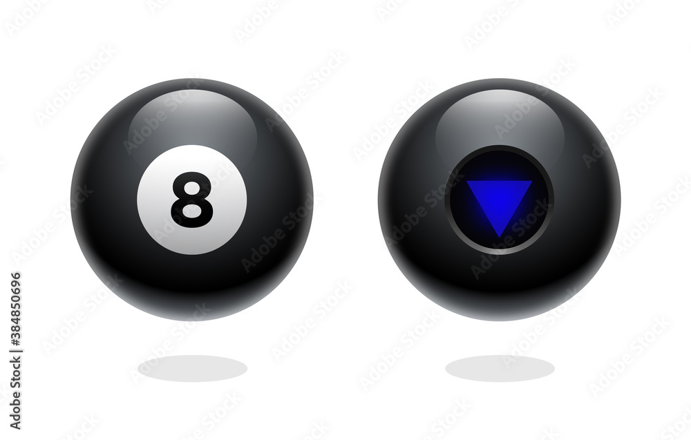 Magic ball of predictions for decision-making. Realistic black sphere ...