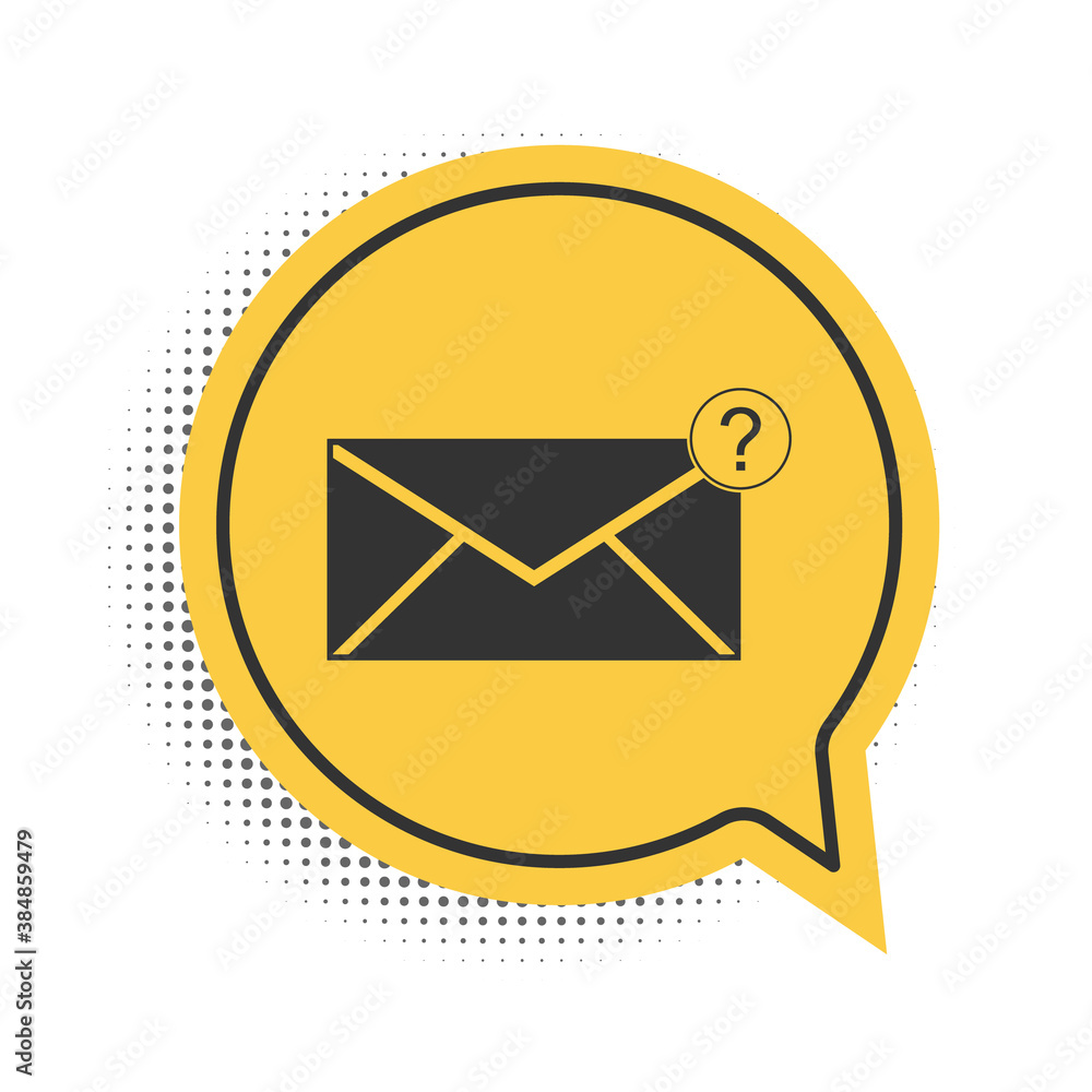 Black Envelope with question mark icon isolated on white background ...