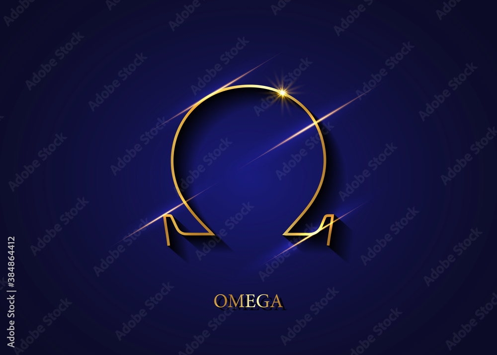 omega sign, gold logo, Golden Greek Omega Letter Symbol, luxury icon ...