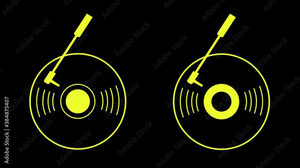Vinyl record in black and yellow playing animation motion graphics ...