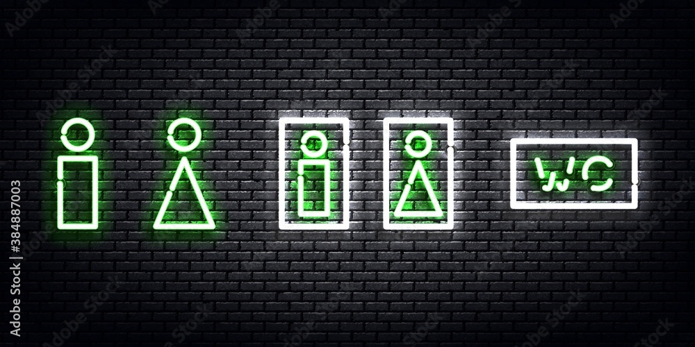 Vector realistic isolated neon sign of WC logo for template decoration ...