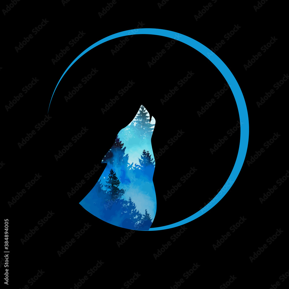 The wolf symbol howling on the moon. Vector illustration Stock Vector ...