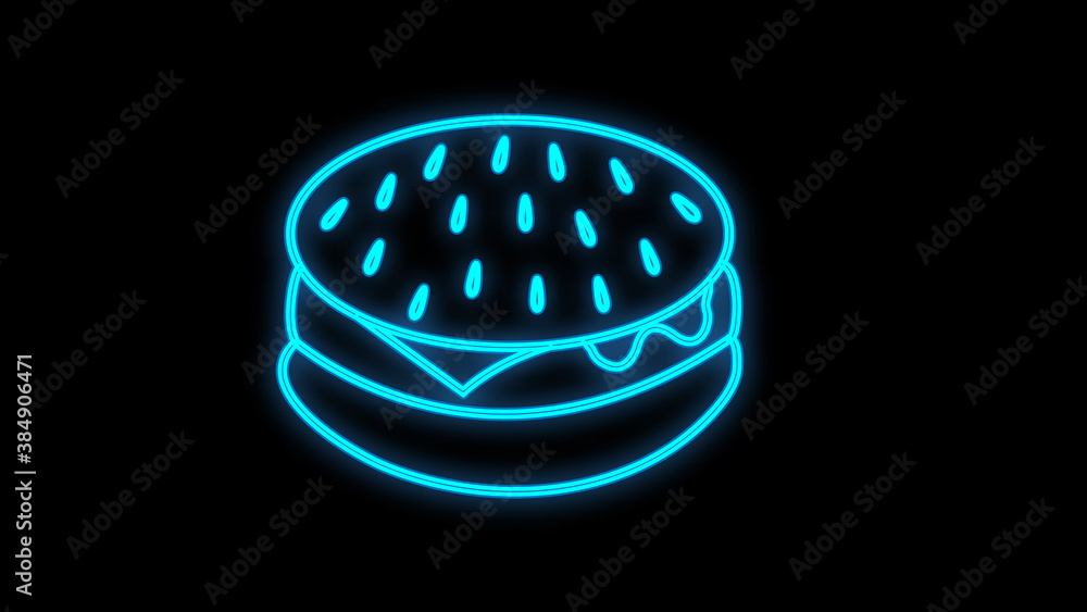 Burger neon sign, bright signboard, light banner. Burger logo, emblem ...