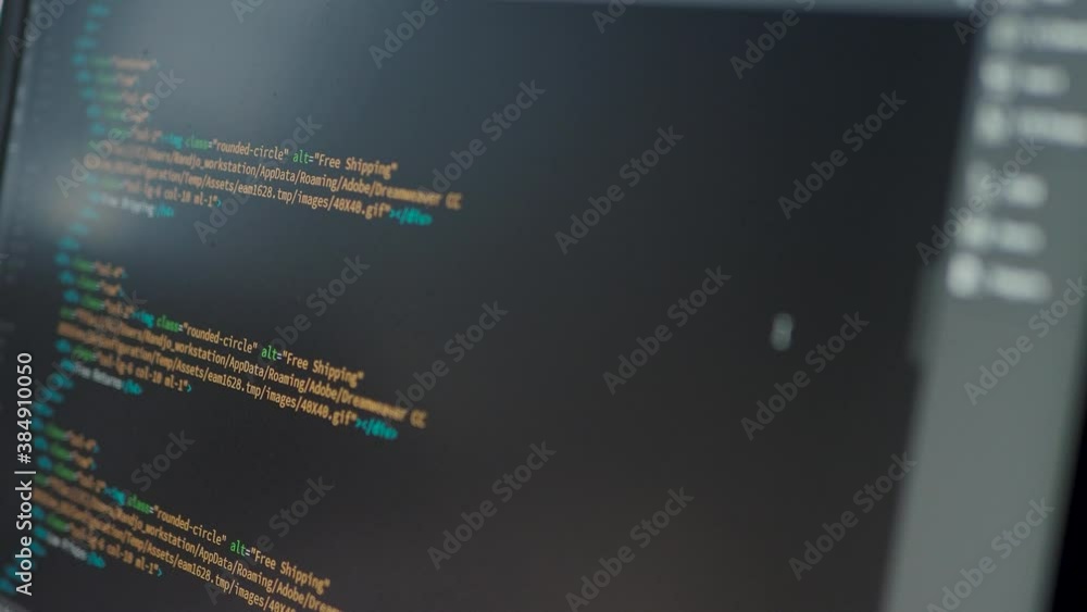 Developer Is Browsing Html Code On The Computer Screen Html Web Page Code Scrolling Programming