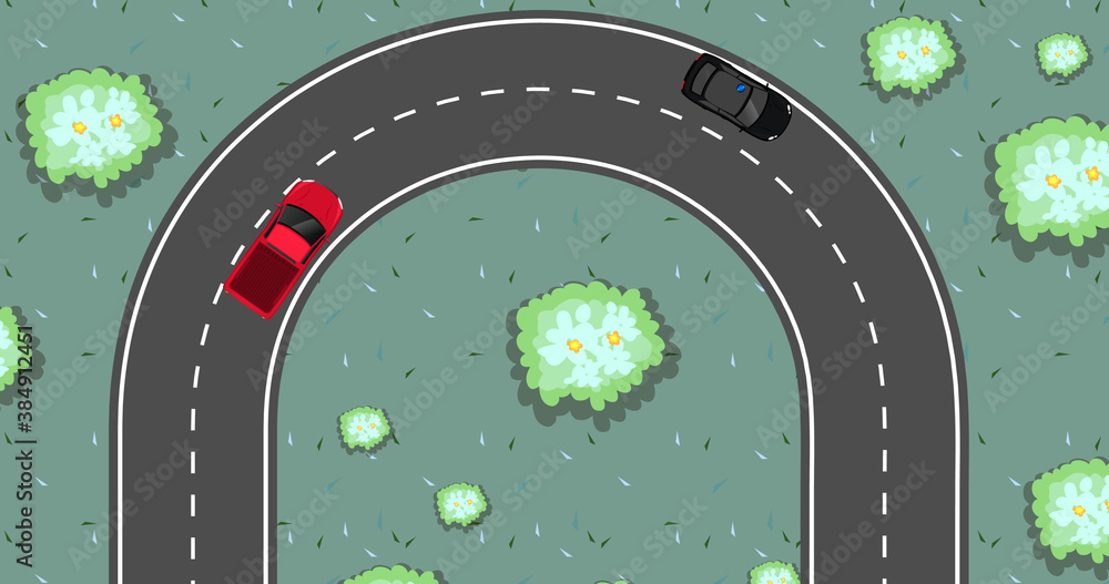 Highway road with out traffic jam. moving car on highway road. 2d ...