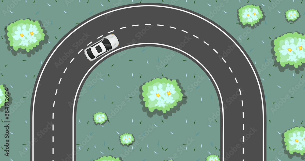 Highway road with out traffic jam. moving car on highway road. 2d ...