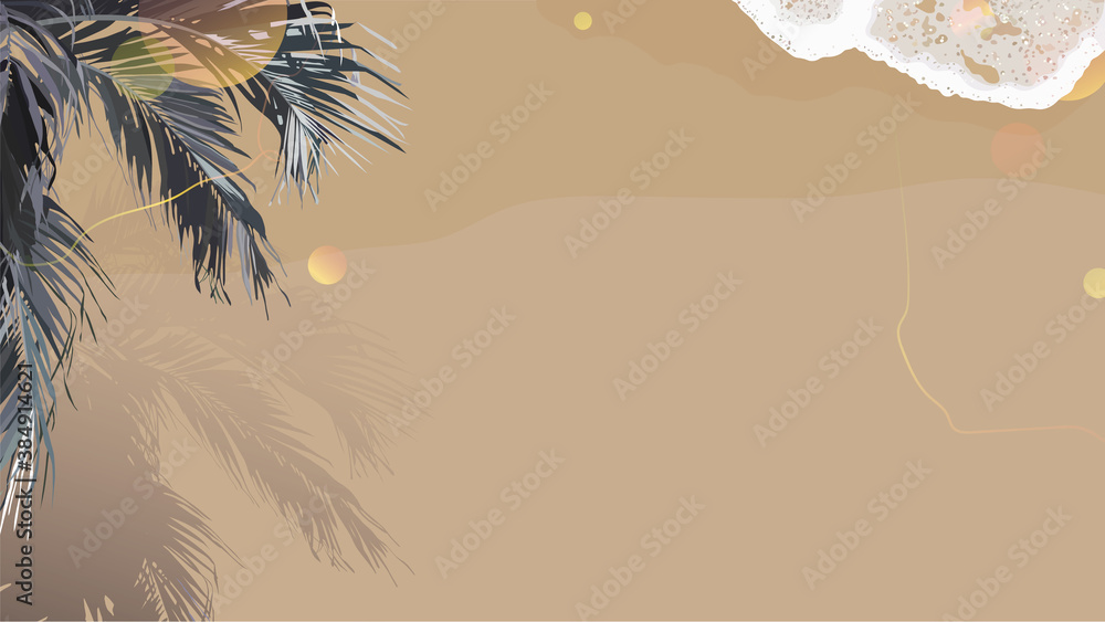 Classic beach background with tint mono coconut tree and beach wave and ...