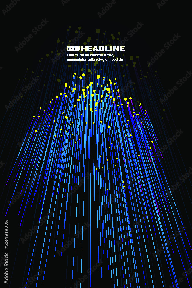 Colorful light beams extending upward into space, science and ...