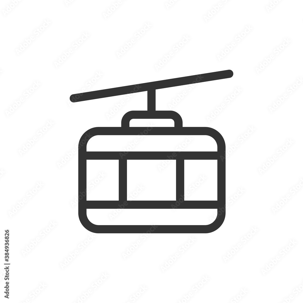 Cable car front view vector outline style icon. Marking of public ...