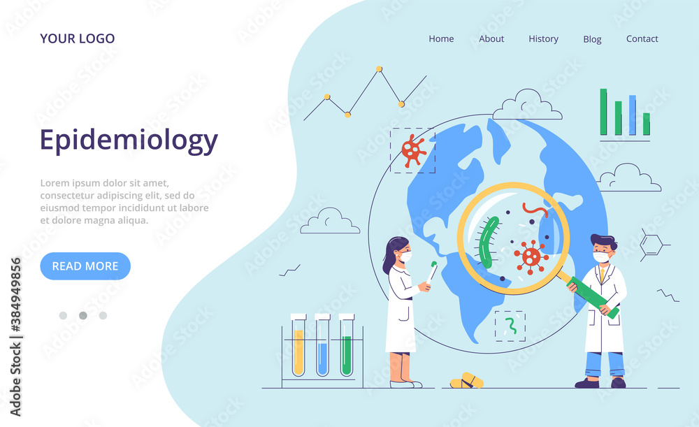 Epidemiology vector illustration. Research of pathogenic microorganisms ...