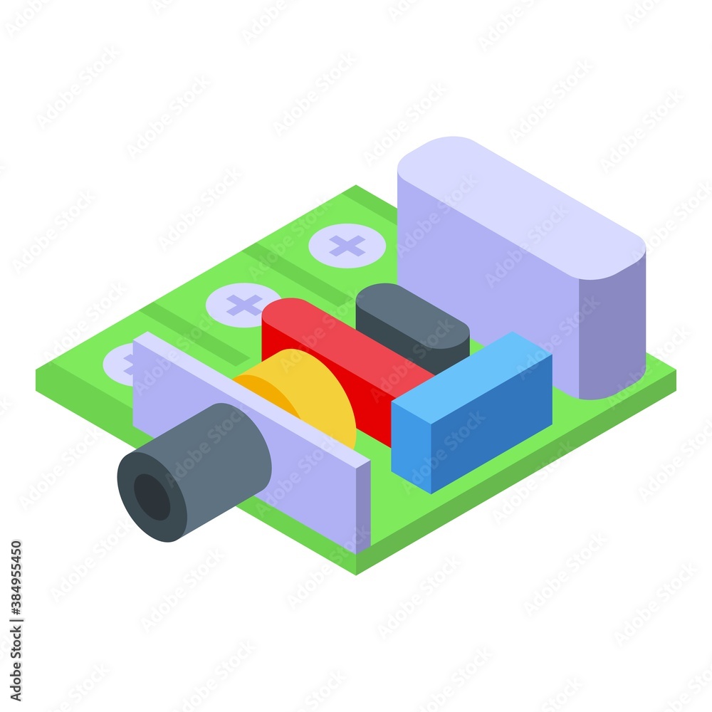 Voltage regulator circuit power icon. Isometric of voltage regulator ...