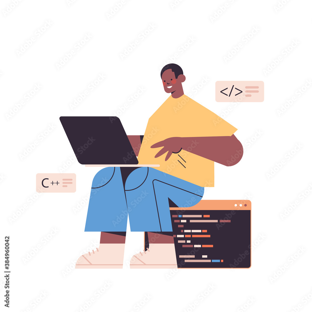 Web Developer Using Laptop Creating Program Code Development Of Software And Programming Concept