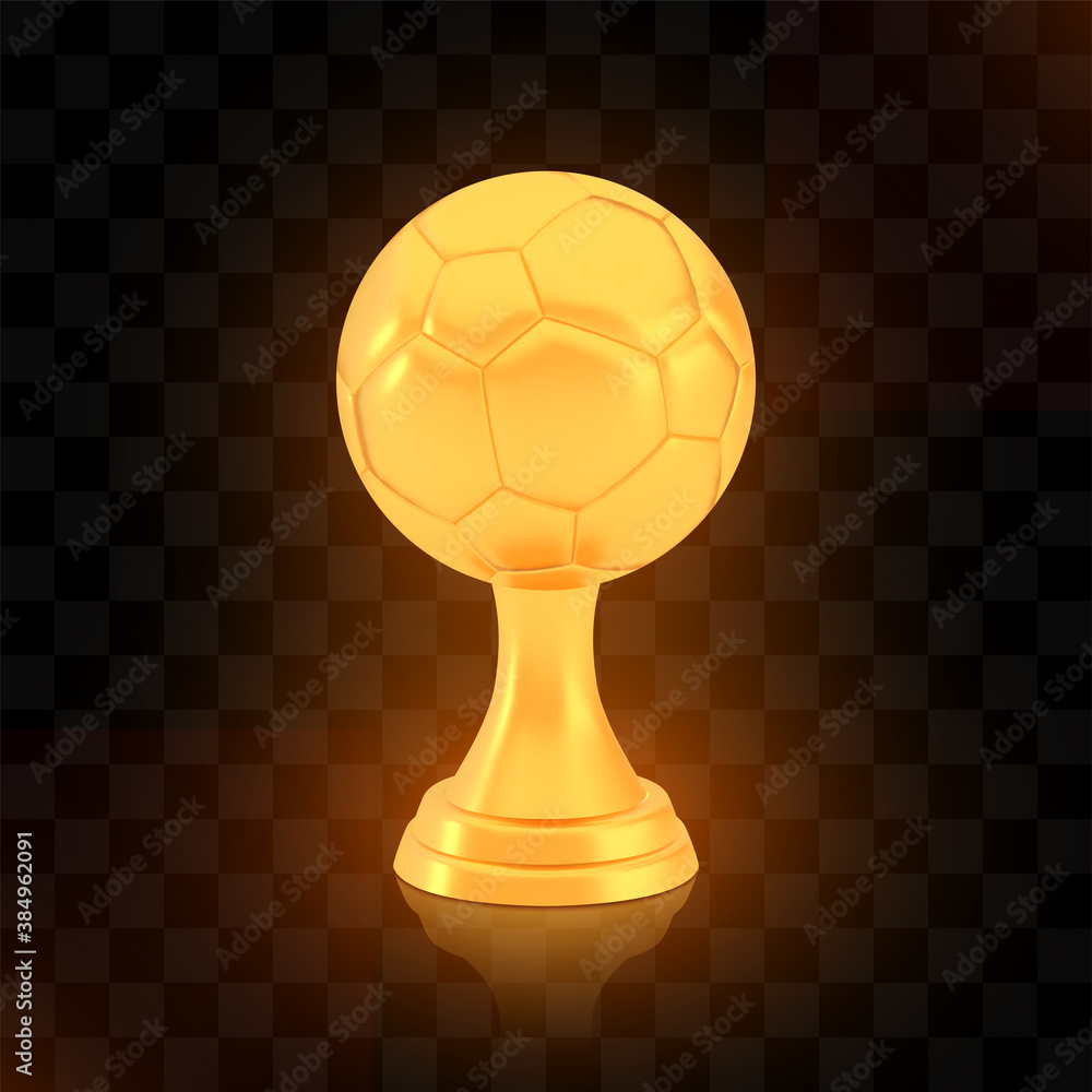 Winner football cup award, golden trophy logo isolated on black ...