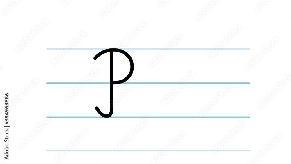 P letter writing cartoon animation. Handwriting educational style for ...