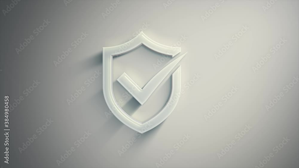 White Shield Security Icon Intro Animation/ 4k animation of a white ...